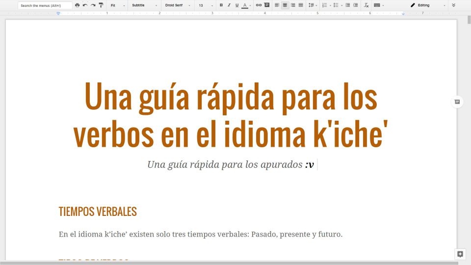Guía para verbos del idioma k’iche’ – Popol Mayabʼ